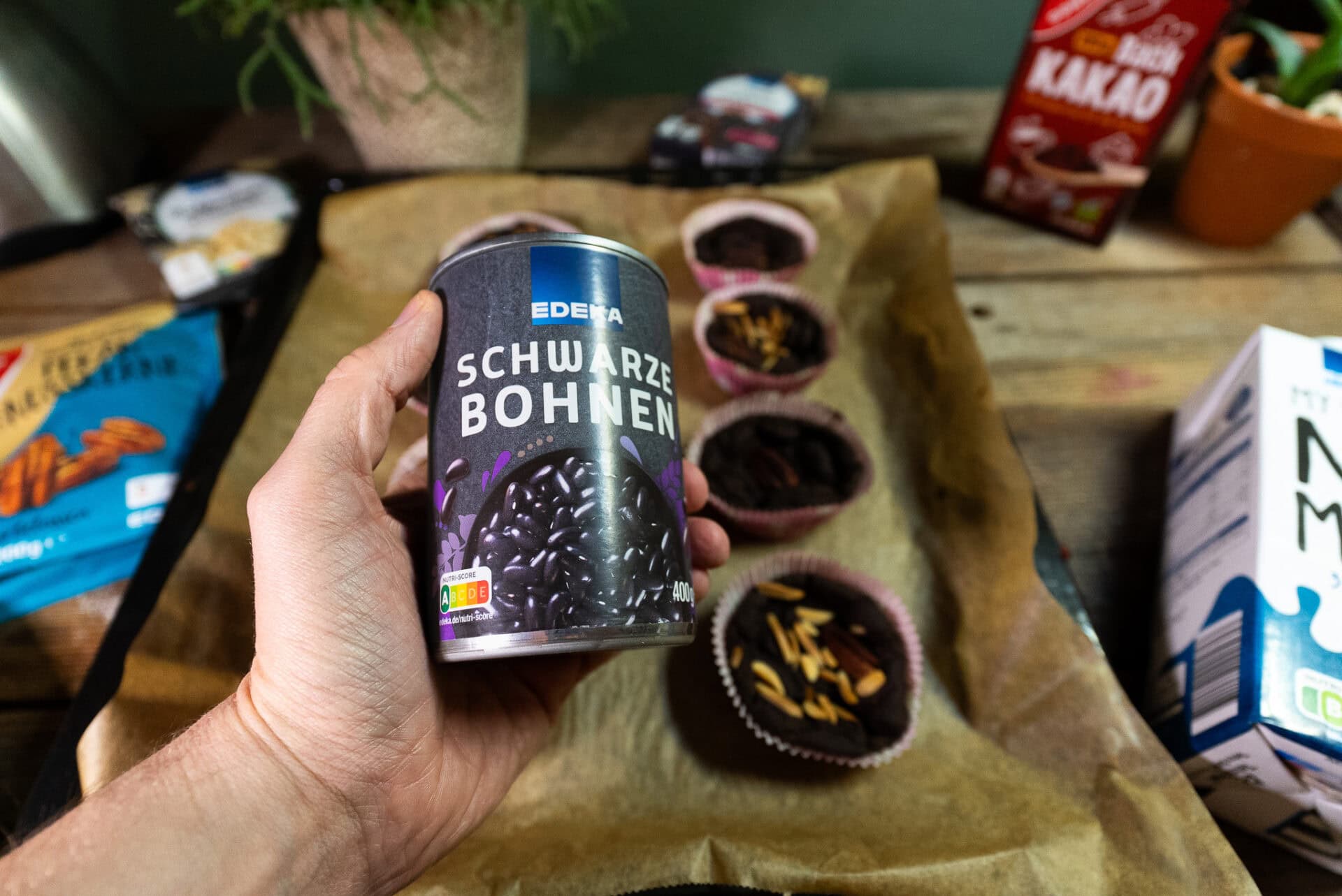 Proteinbrownies mit schwarzen Bohnen